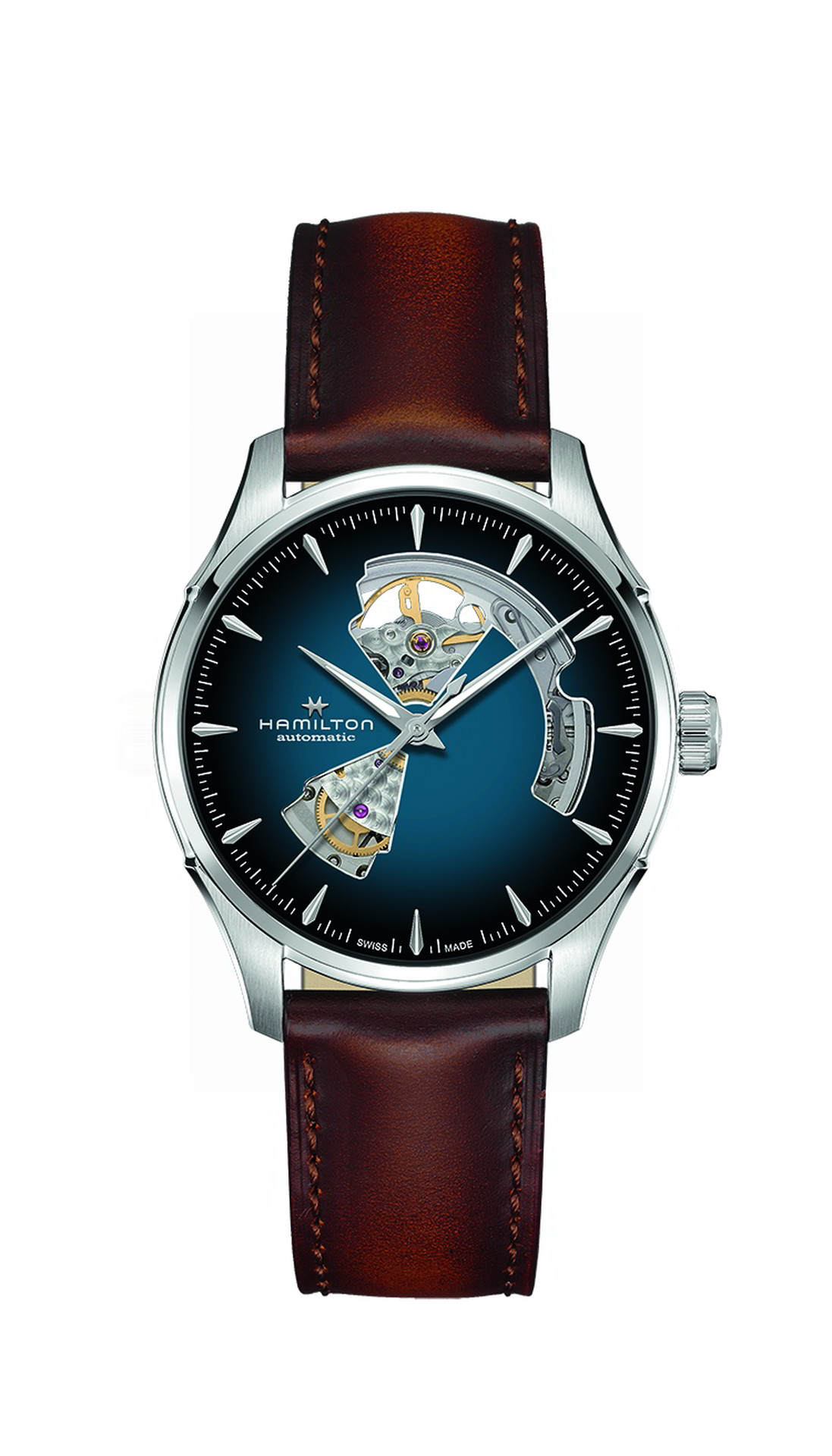 Gradient color effects take the Hamilton Jazzmaster Open Heart ...