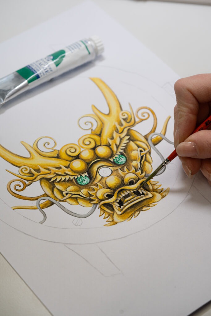 Tourbillon Skelet Red Gold Dragon Mask Details - Watch I Love